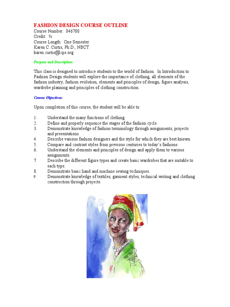 Fashion Design Course Outline | PDF | Fashion | Fashion Design Fashion Design Course Outline | PDF | Fashion | Fashion Design