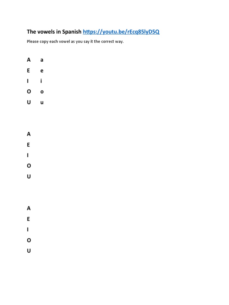 The Vowels in Spanish | PDF | Language Arts & Discipline | Art