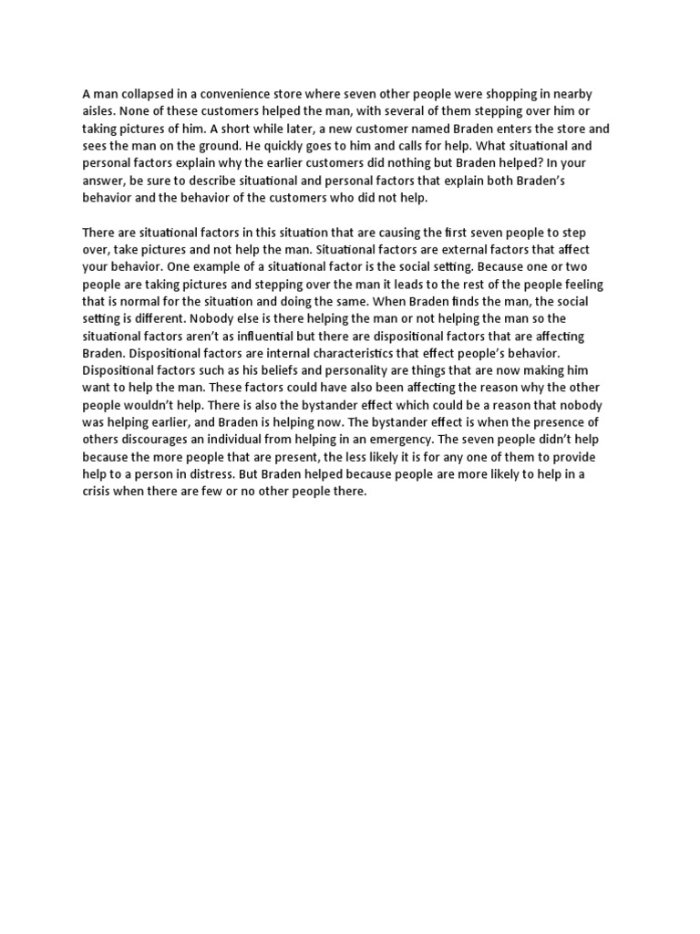 Essay 6 Situational and Dispositional Factors | PDF