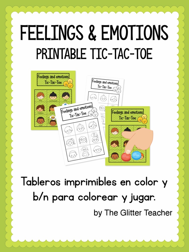 Feelings & Emotions: Printable Tic-Tac-Toe | PDF | Juego de azar | Ocio