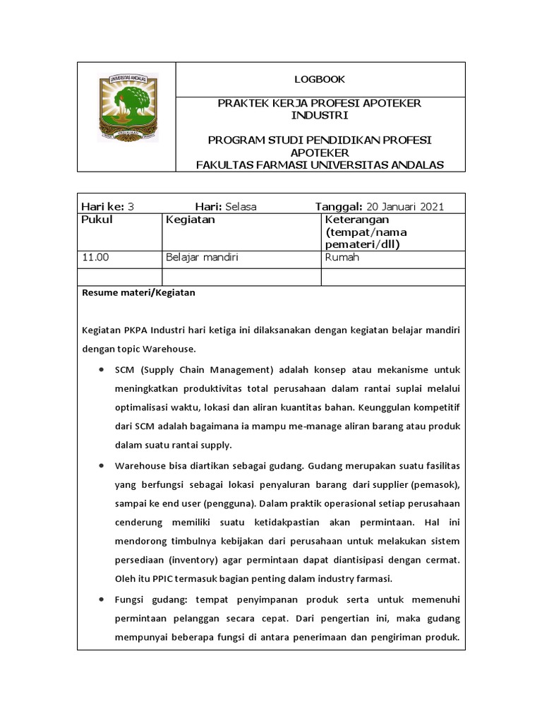 LOGBOOK 3 (Warehouse) | PDF