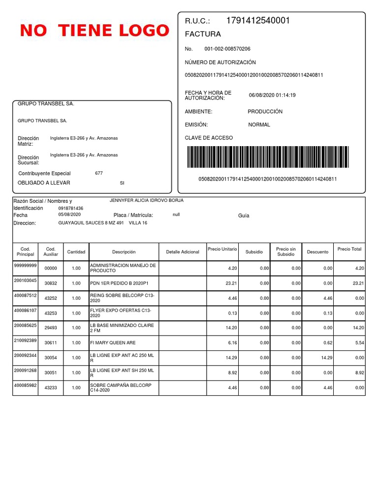 Factura | PDF | Documentos empresariales | Contabilidad