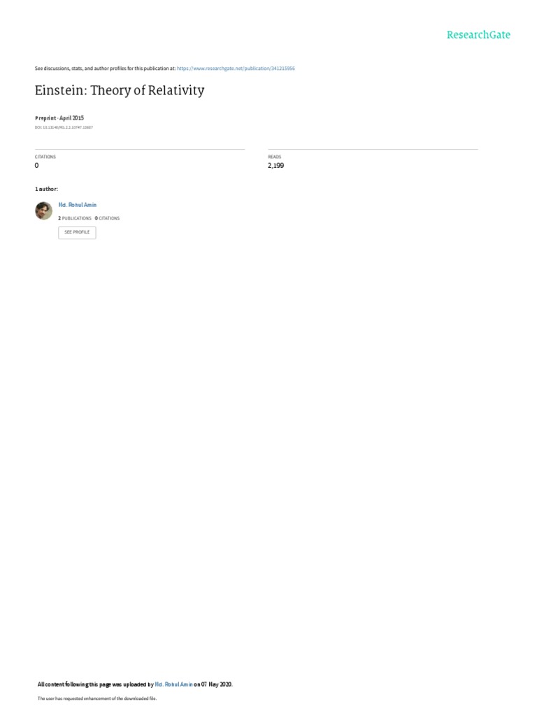 Einstein Theory of Relativity | PDF | Newton's Laws Of Motion | Spacetime