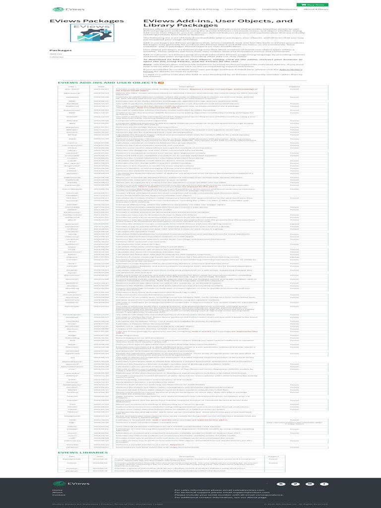 Eviews Packages Eviews Add-Ins, User Objects, and Library Packages | PDF | Time Series ...