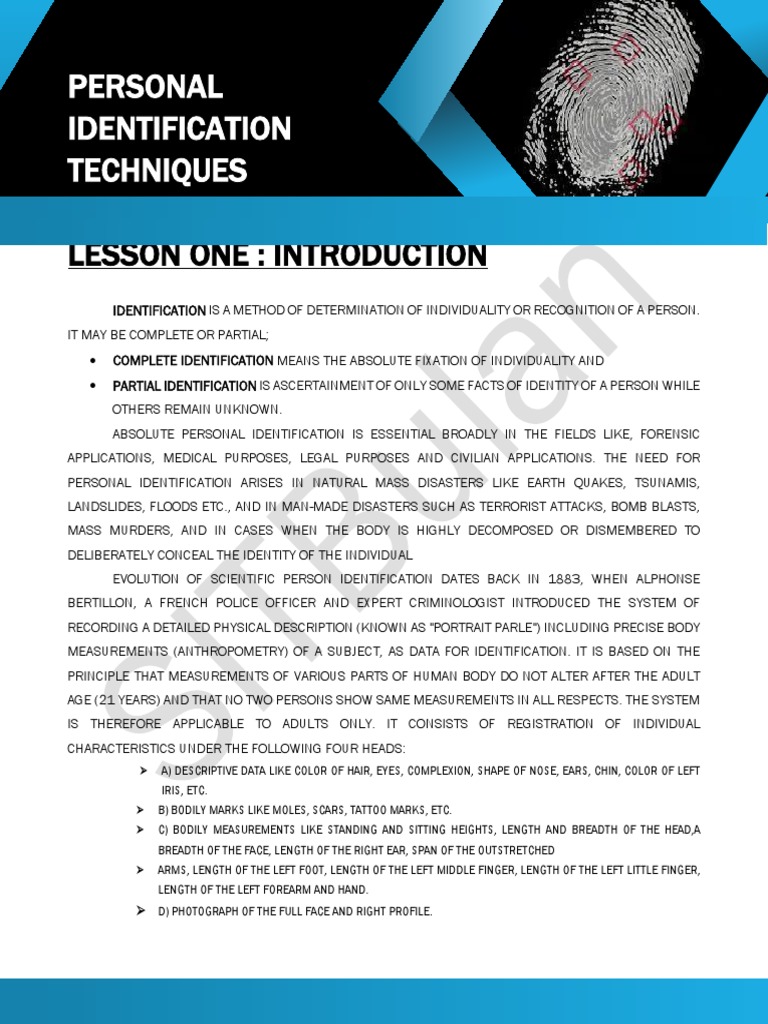 Personal Identification l1 | PDF | Dna Profiling | Fingerprint