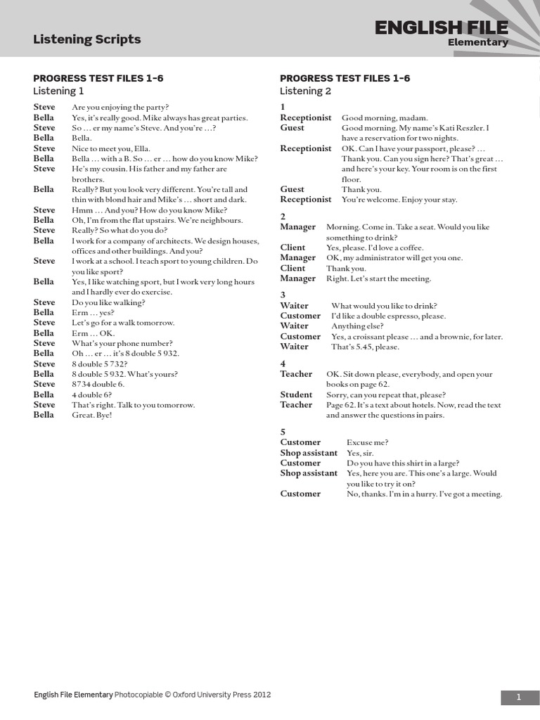EF3e Elem Progress Listening Scripts | PDF