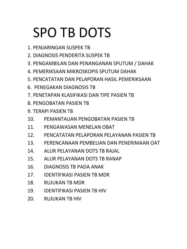 Daftar SPO TB | PDF