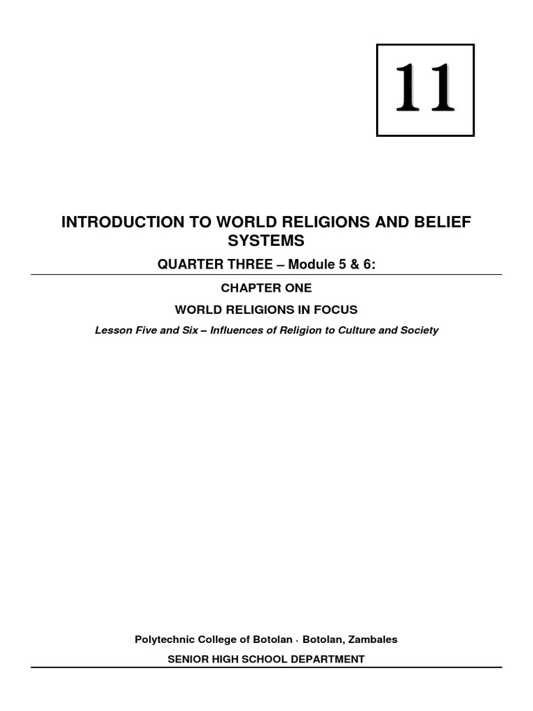 Q3 - IWRBS MODULE 5 & 6 - Influences of Religion To Culture and Society ...