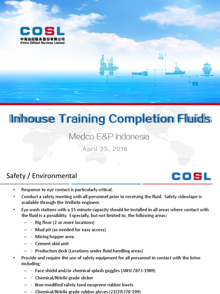 Completion Fluids Safety Guidelines | PDF | Chloride | Sodium