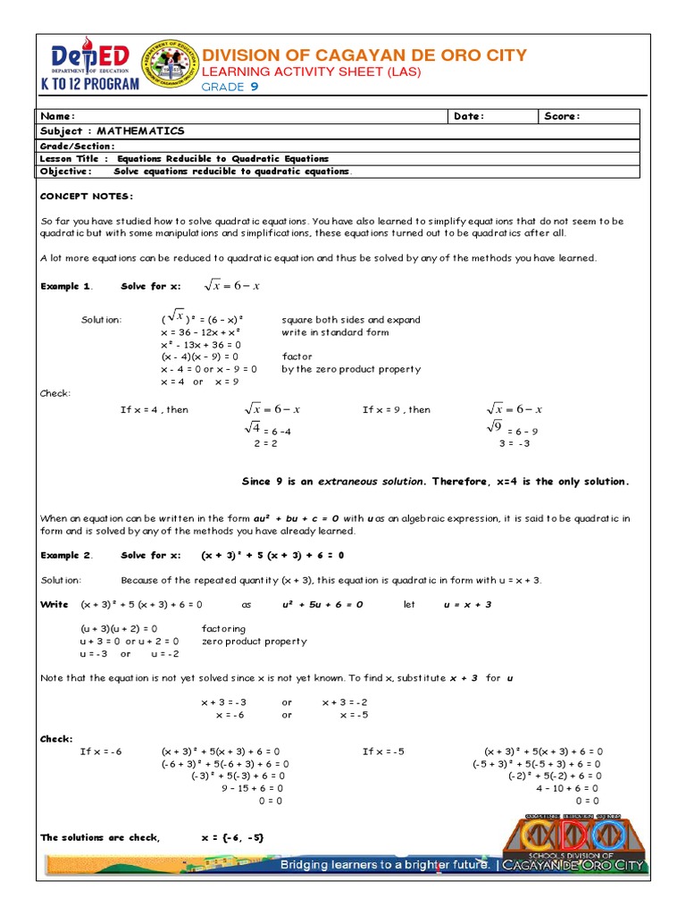 Enhanced Math 9 | PDF | Quadratic Equation | Equations