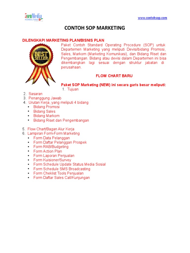 Contoh SOP untuk Departemen Marketing | PDF | Karier & Perkembangan