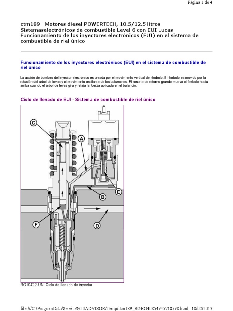 Teoria de Funcionamiento de Inyector EUI | PDF | Inyección de ...