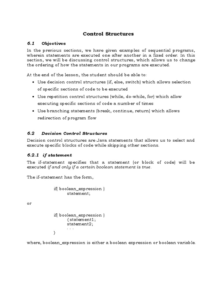 Control Structures Pdf Control Flow Computer Science