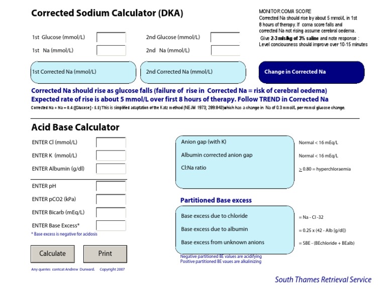 Print Calculate: Change in Corrected Na | PDF | Chemistry | Clinical ...