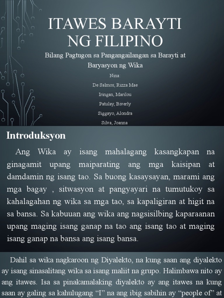 Itawes Barayti NG Filipino | PDF