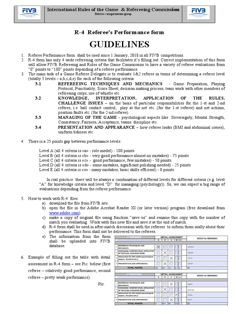 FIVB Referee Evaluation Guide | PDF | Referee | Cognition