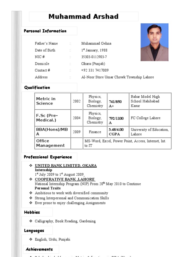 CV.. Arshad | PDF