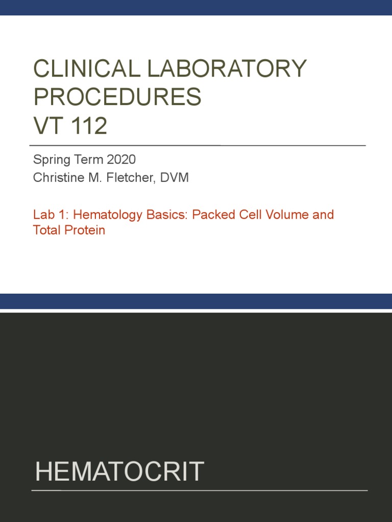 PCV and Total Protein Testing Guide | PDF | Blood | Hematology