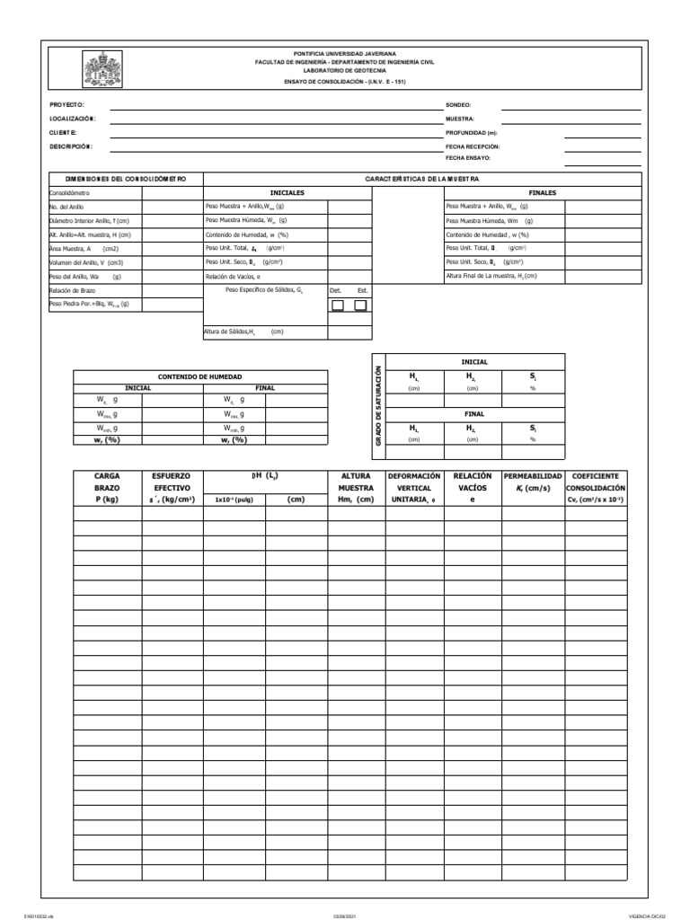 Ensayo de Consolidación - (I.n.v. e - 151) | PDF | Naturaleza
