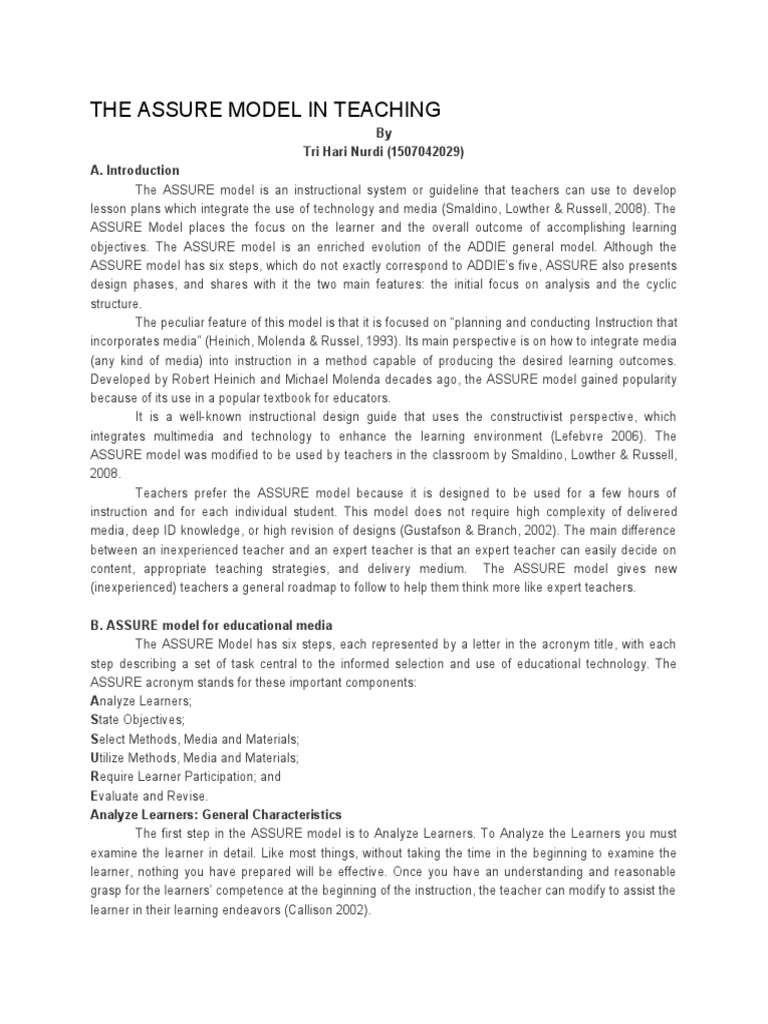 The Assure Model in Teaching | PDF | Learning Styles | Learning
