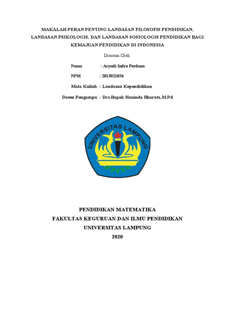 Makalah Peran Penting Landasan Filosofis Pendidikan, Landasan ... Makalah Peran Penting Landasan Filosofis Pendidikan, Landasan ...