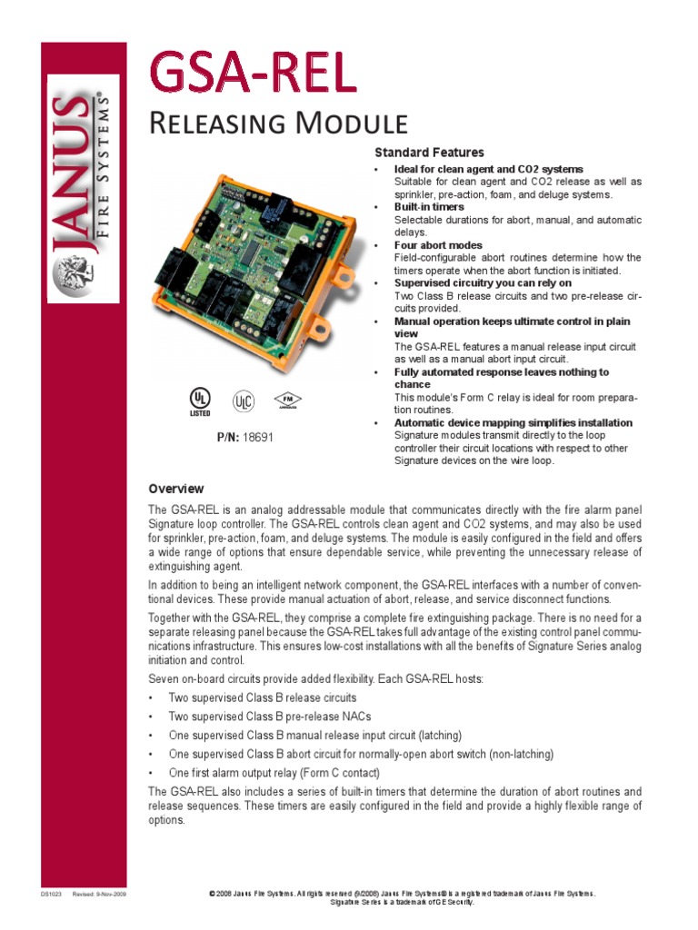 Releasing Module: Standard Features | PDF | Relay | Electrical Network
