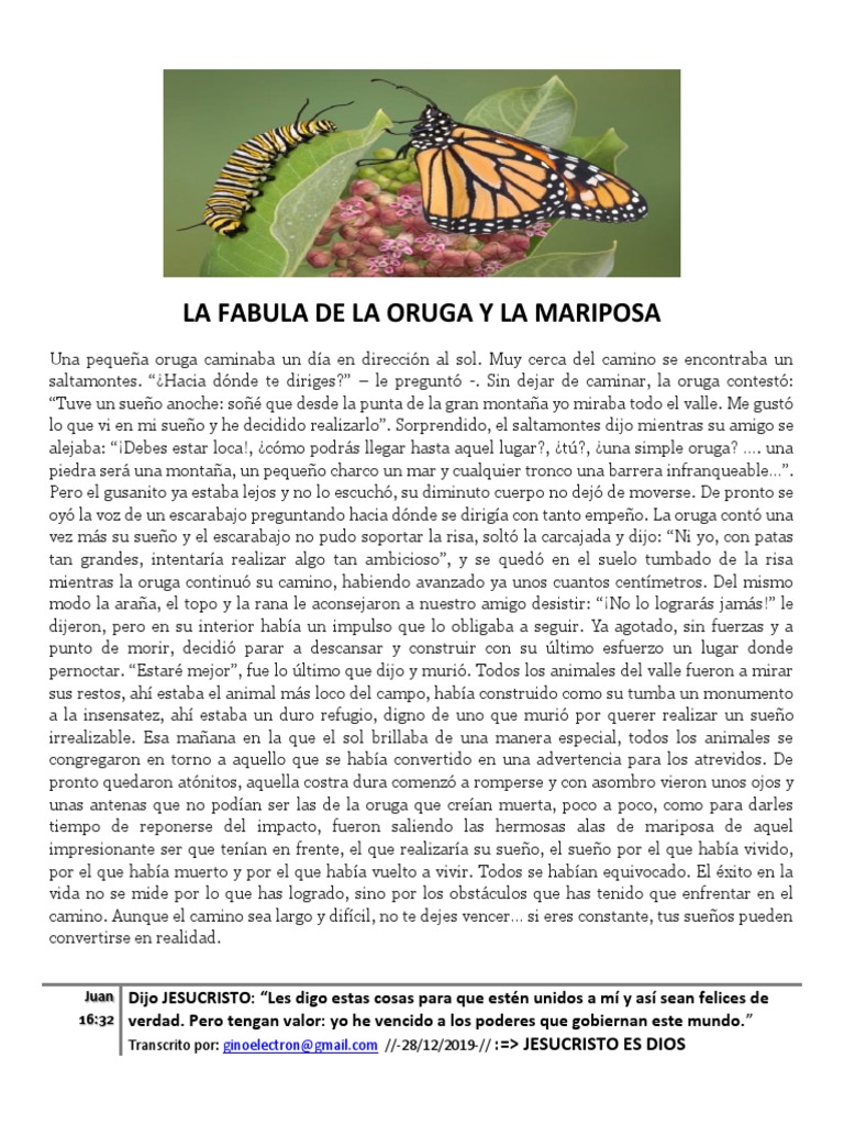 La Fabula de La Oruga y La Mariposa | PDF