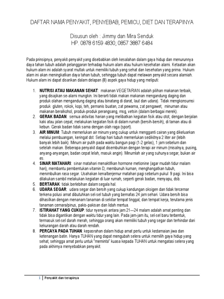 Daftar Penyakit & Terapi Alami | PDF