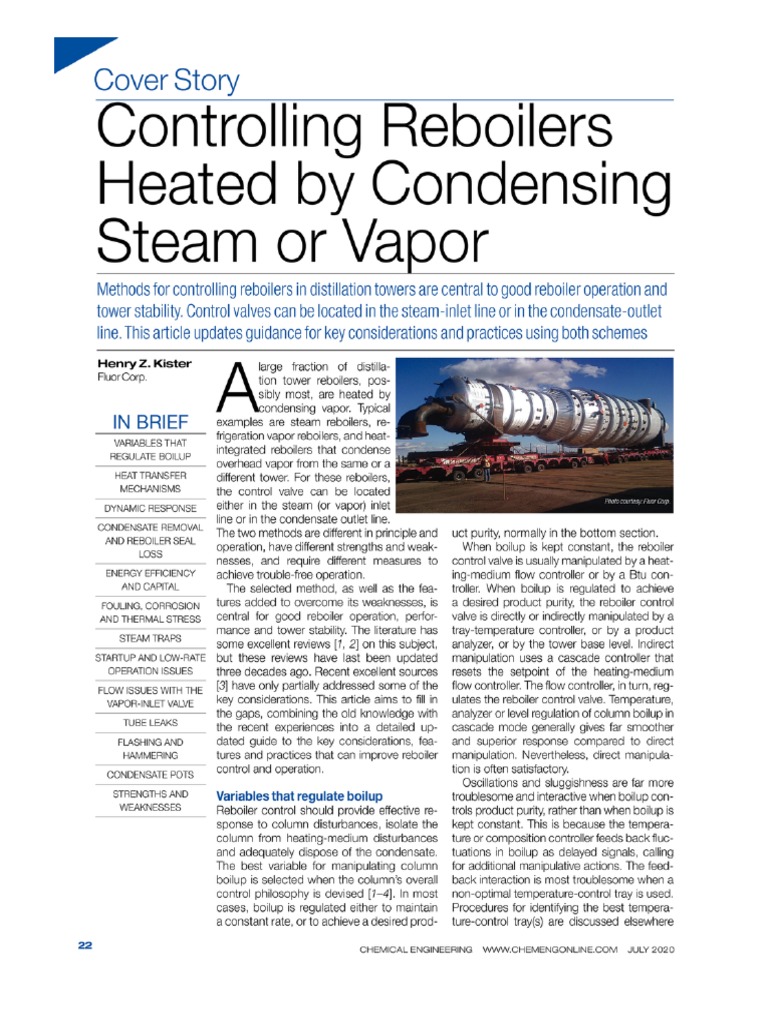 Controlling Reboilers Heated by Condensing Steam or Vapor | PDF