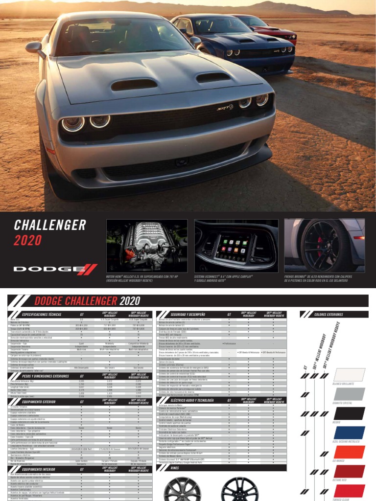 Dodge Challenger 2020 Ficha Tecnica | PDF | Tecnología de vehículos | Industria automotriz