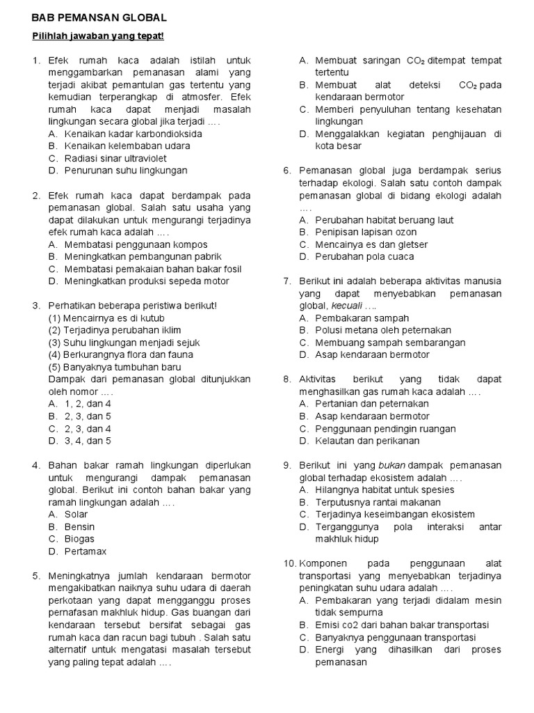 Soal Pemanasan Global | PDF
