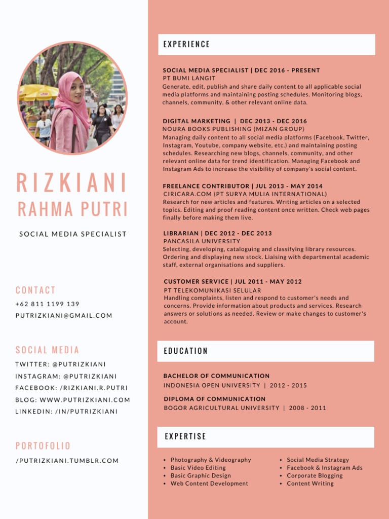 CV - Rizkiani Rahma Putri | PDF | Social Media | Popular Culture ...