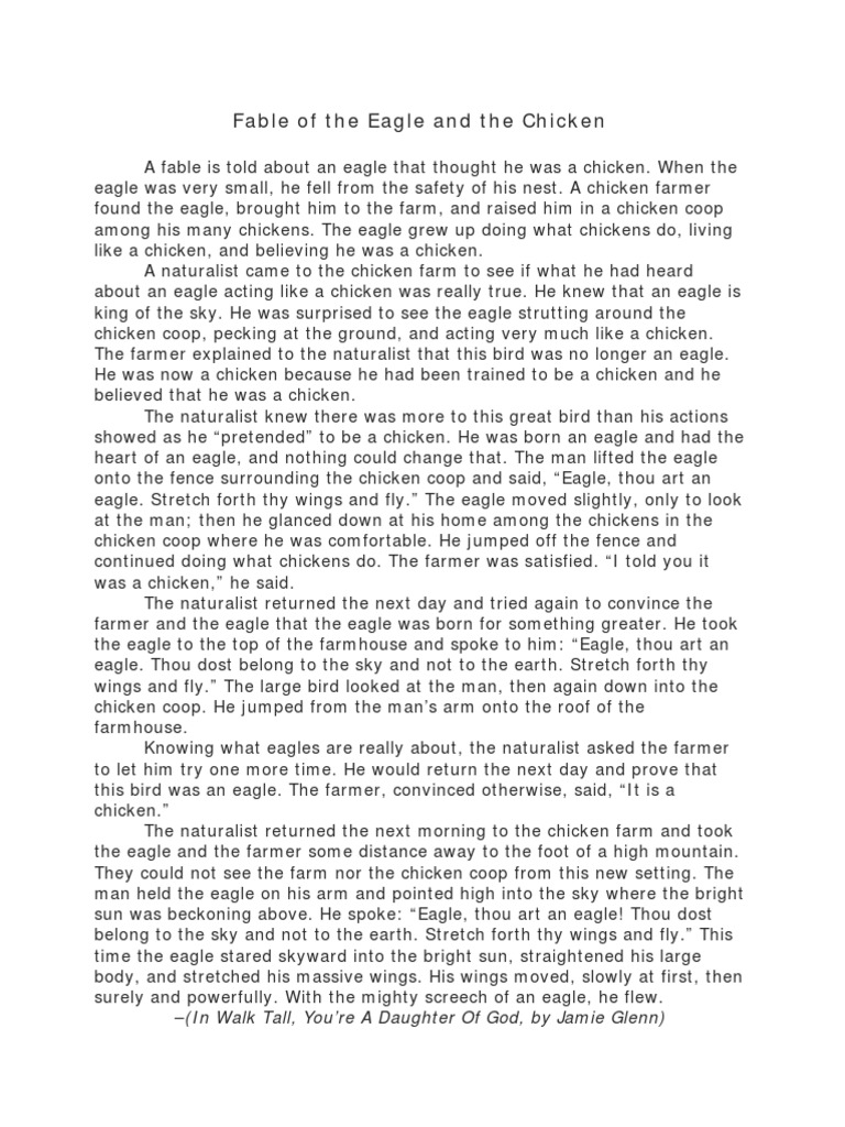Fable of The Eagle and The Chicken | PDF