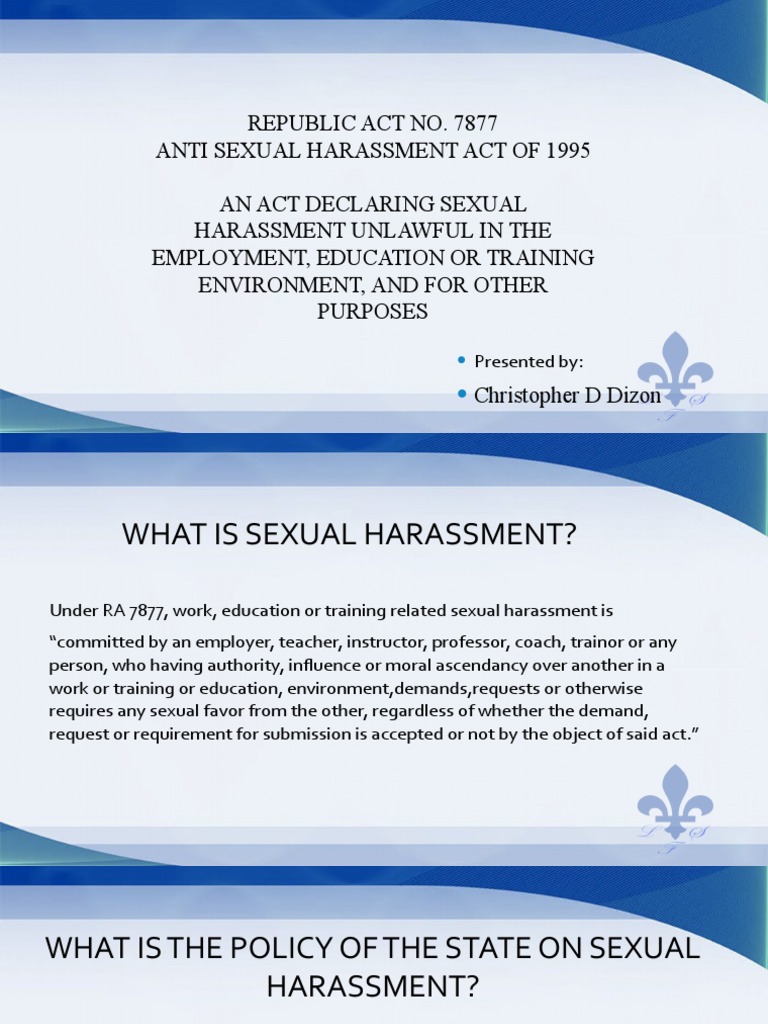 RA 7877 Anti Sexual Harassment Act | PDF | Sexual Harassment | Employment
