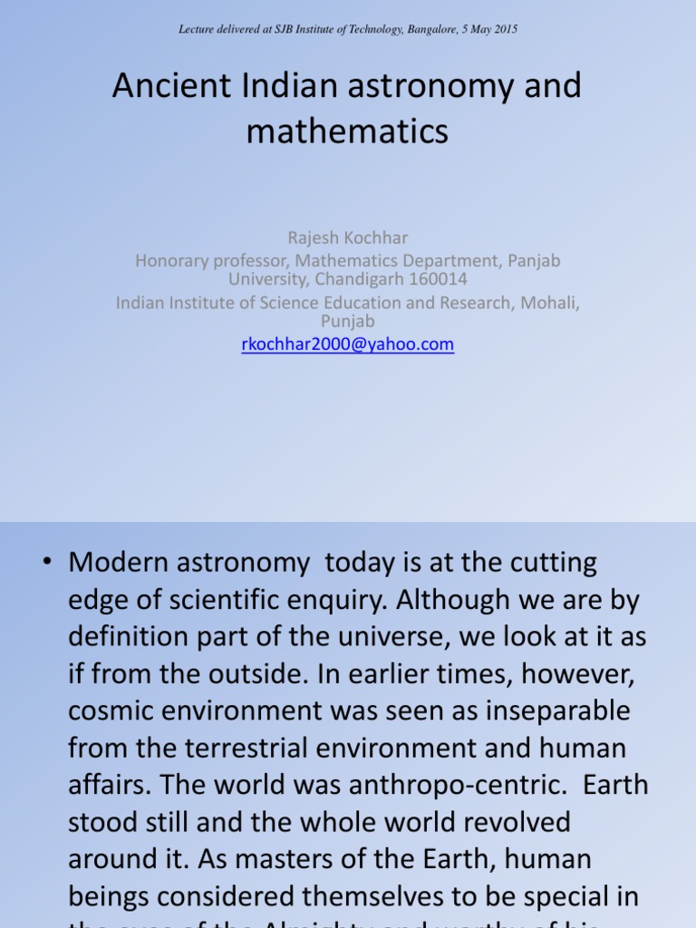 Ancient Indian Astronomy and Mathematics | PDF | Planets | Astronomy