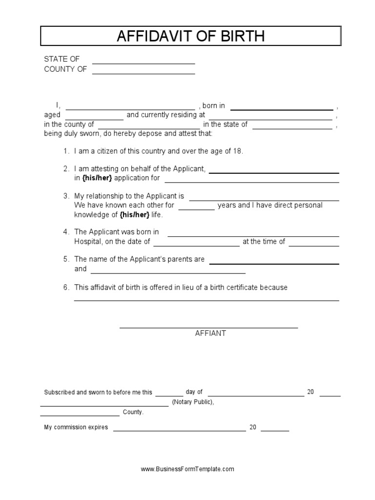 Affidavit of Birth | PDF