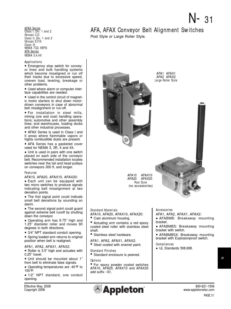 Conveyor Belt Aligment Switches | PDF | Belt (Mechanical) | Equipment