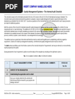 AS9100 Rev D Internal Audit Checklist | PDF | Quality Management System | Internal Audit