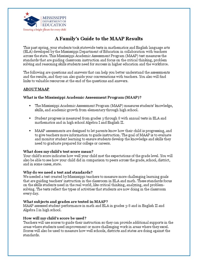 Family Guide To MAAP-2018 | PDF | Educational Assessment | Test ...