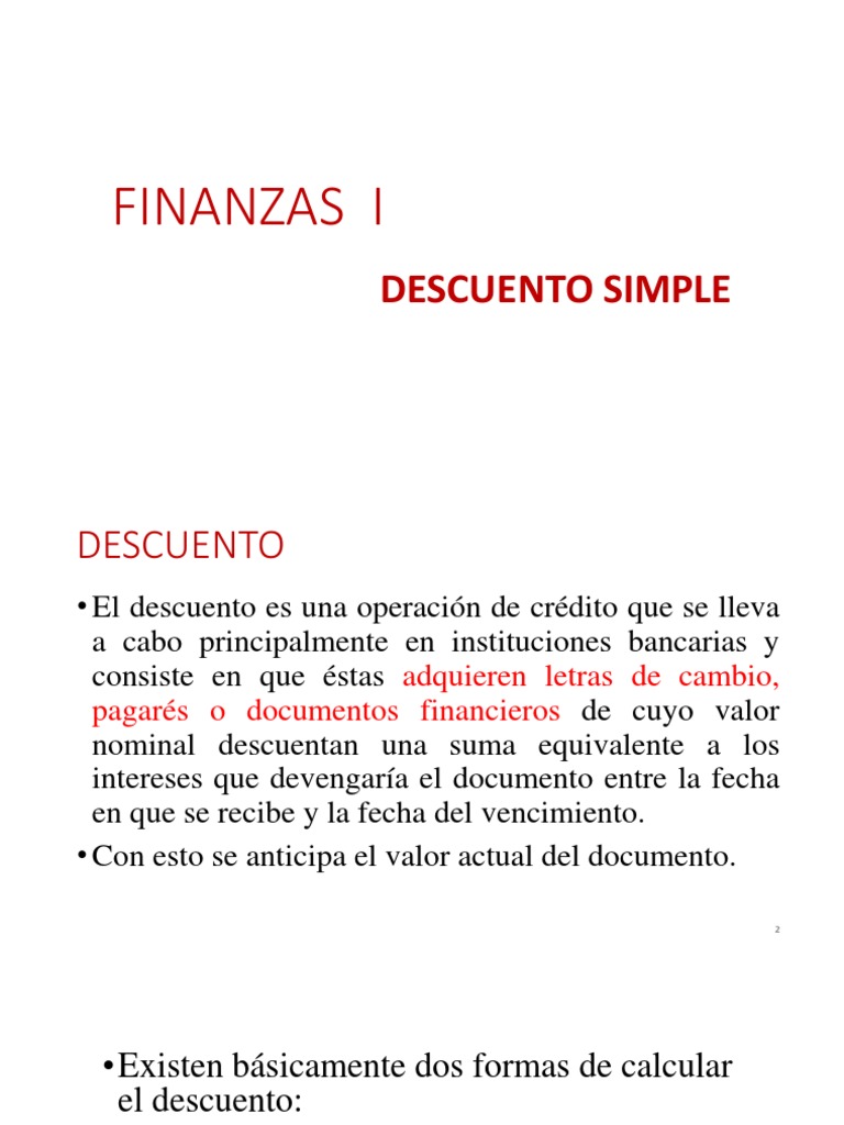2021 - 6. Finanzas I - Descuento Simple | PDF | Interés | Pagaré