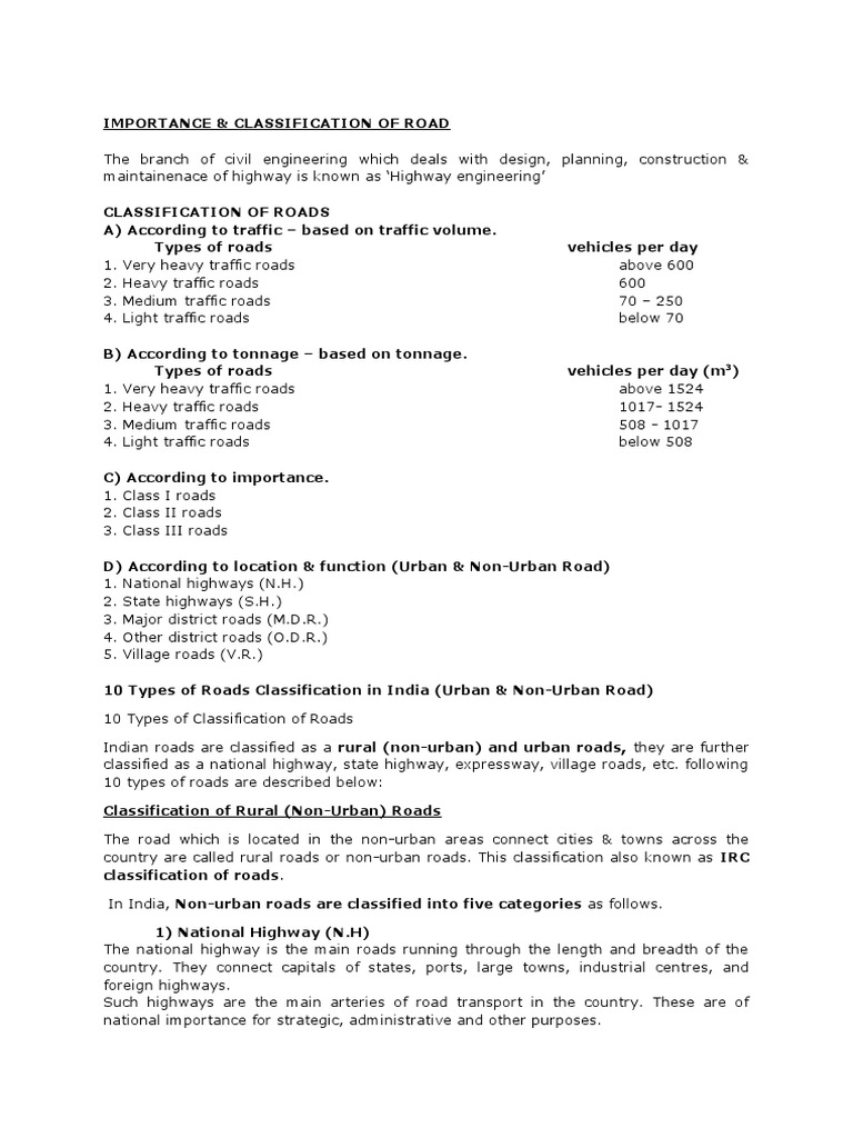 Road Classification and Importance Overview | PDF | Road | Controlled ...