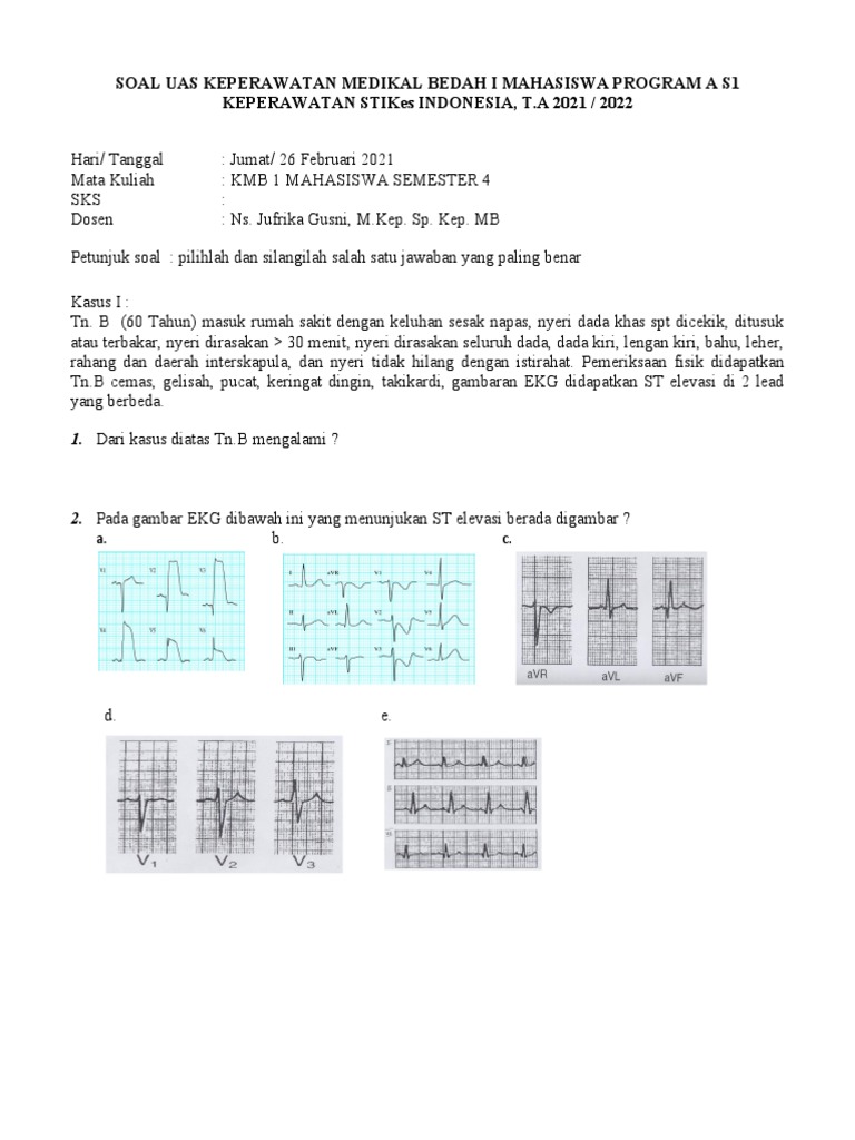 Soal KMB 1 Ta 2021-2022. 25 Feb 21 Daring | PDF