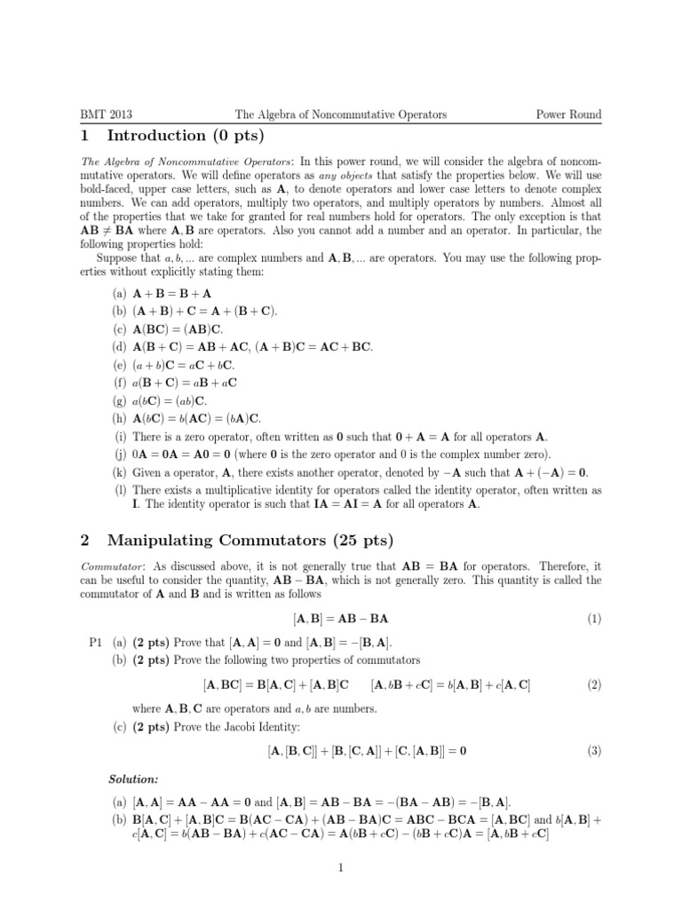 Properties of Commutator | PDF | Exponential Function | Euclidean Vector