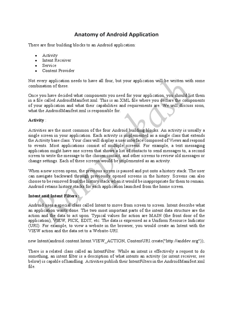 Anatomy of Android | PDF | Class (Computer Programming) | Android (Operating System)