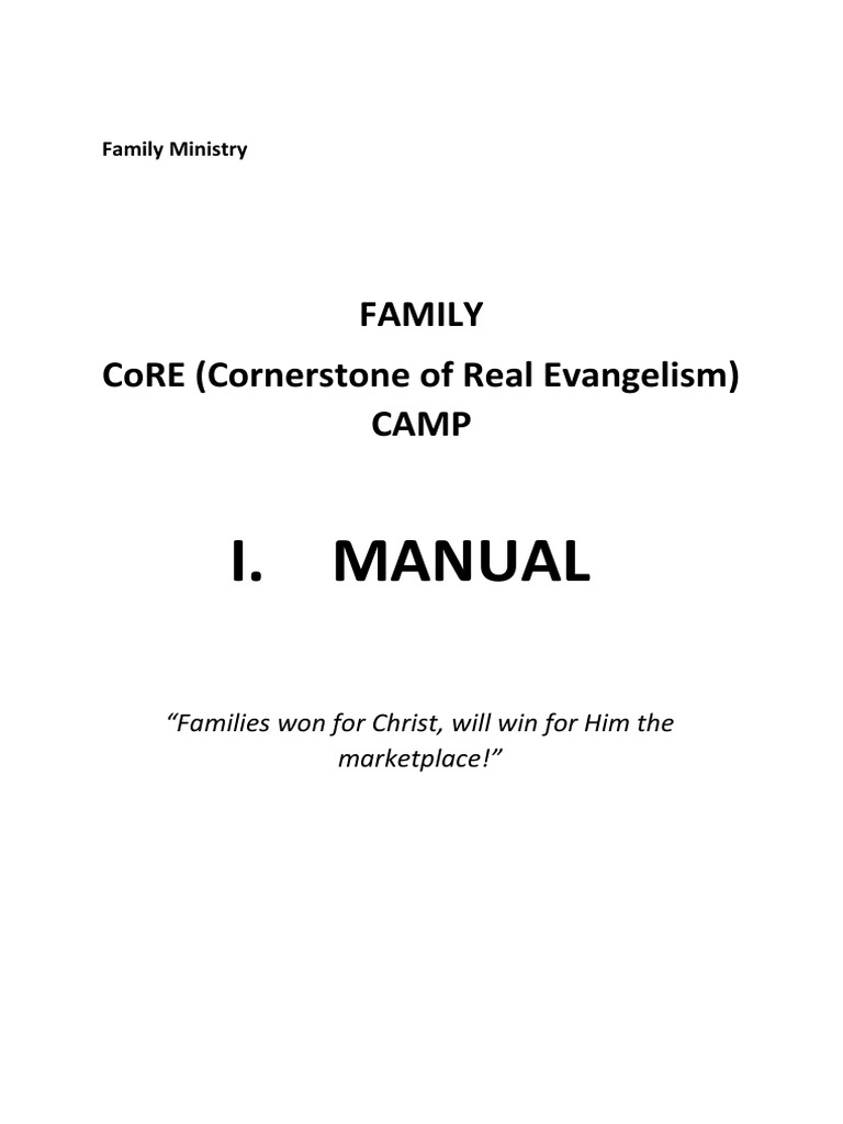 Family Ministry CoRE Camp Manual | PDF | Human Nature | Psychological ...