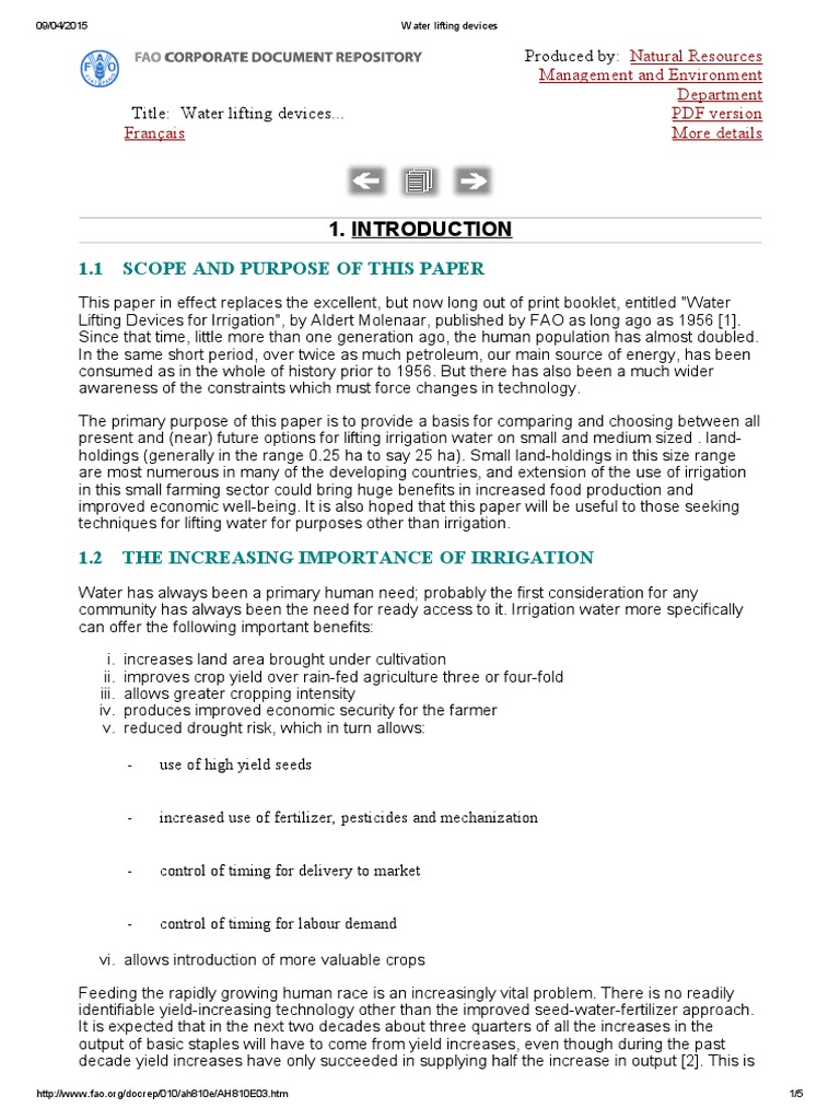 Water Lifting Devices1 | PDF | Irrigation | Agriculture