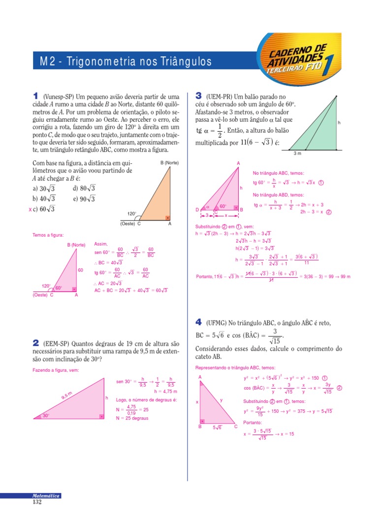 Trigonometria - Exercícios Resolvidos | PDF | Triângulo | Trigonometria