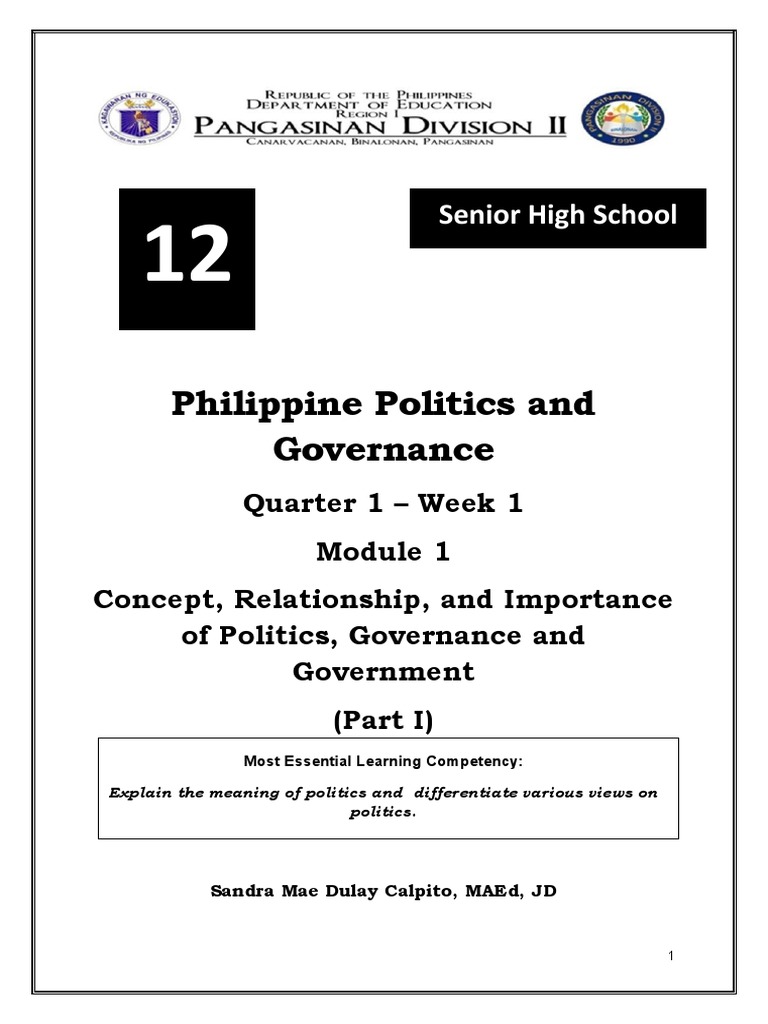 Philippine Politics and Governance: Senior High School | PDF ...