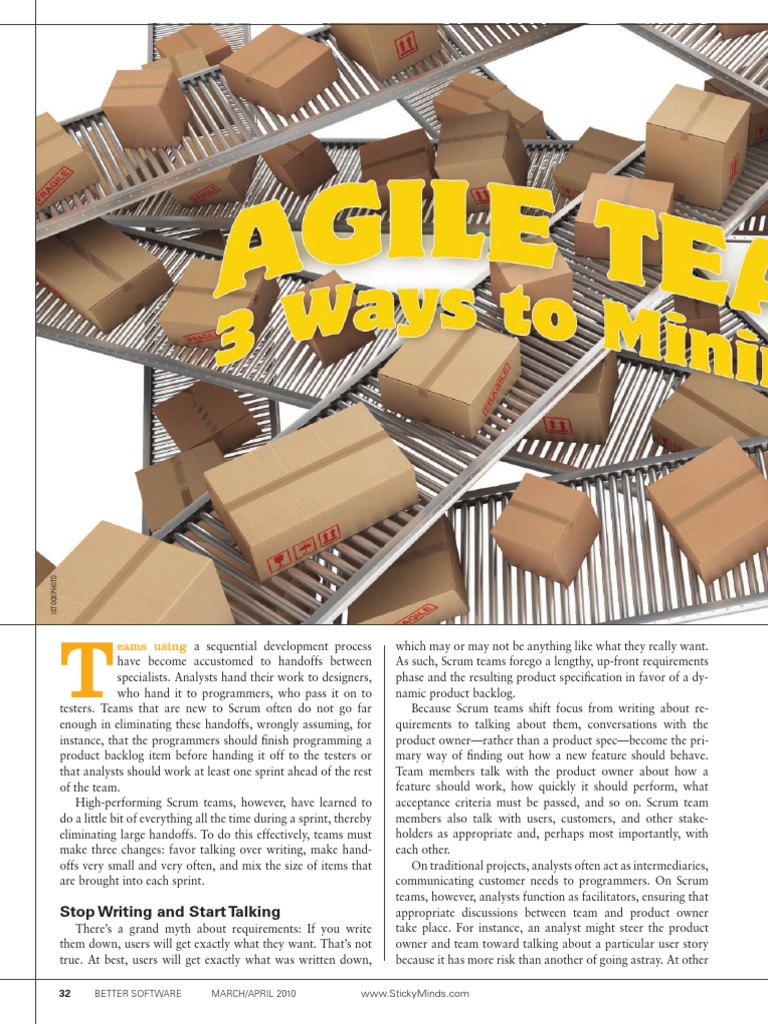 Agile Teamwork - Minimize Handoffs | PDF | Scrum (Software Development ...