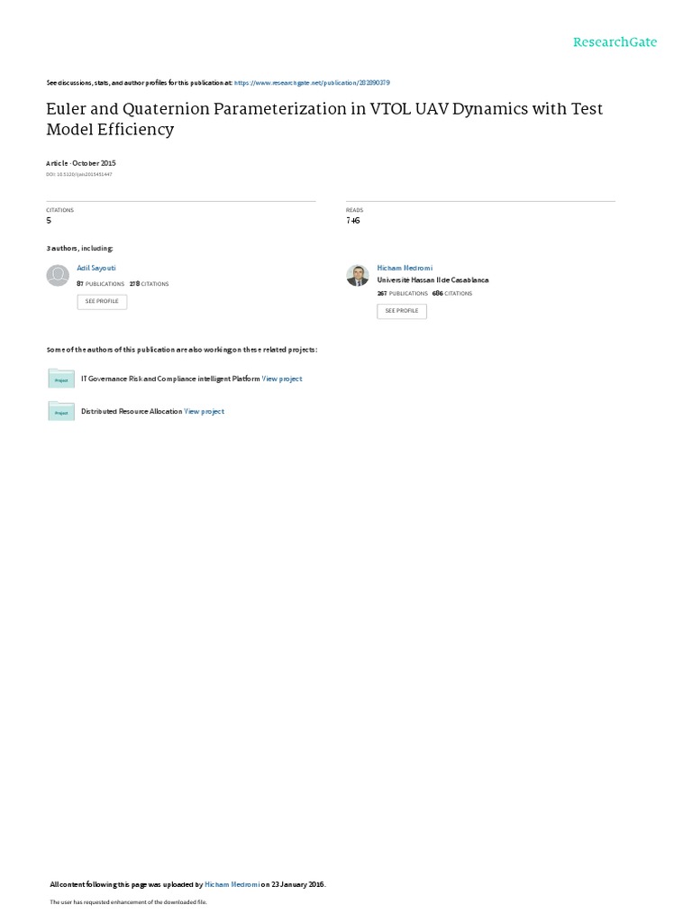 Euler And Quaternion Parameterization Pdf Rotation Around A Fixed Axis Rotation